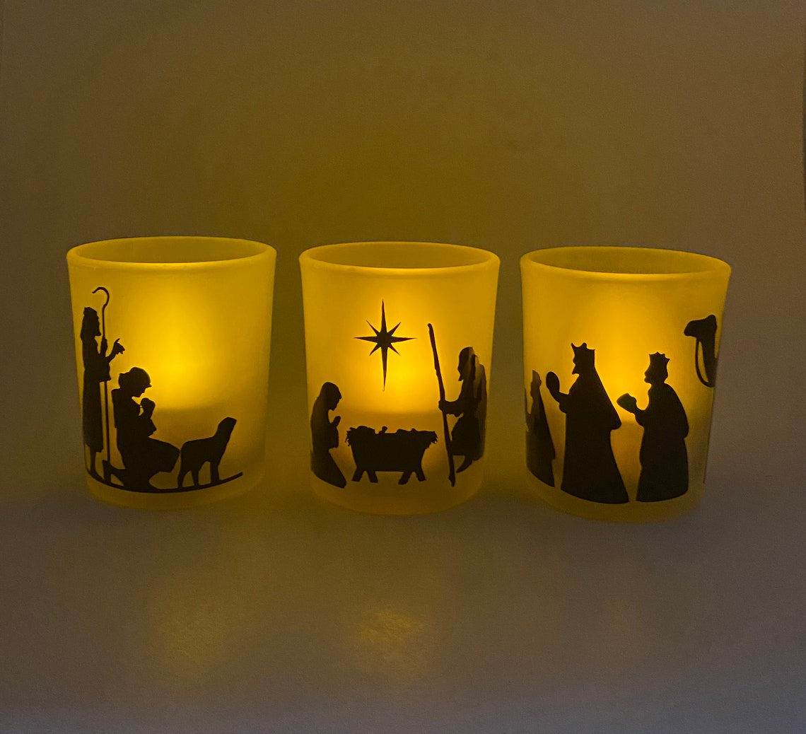 Votive Candle Holders Set of Nativity Scene Glass Candle - Etsy