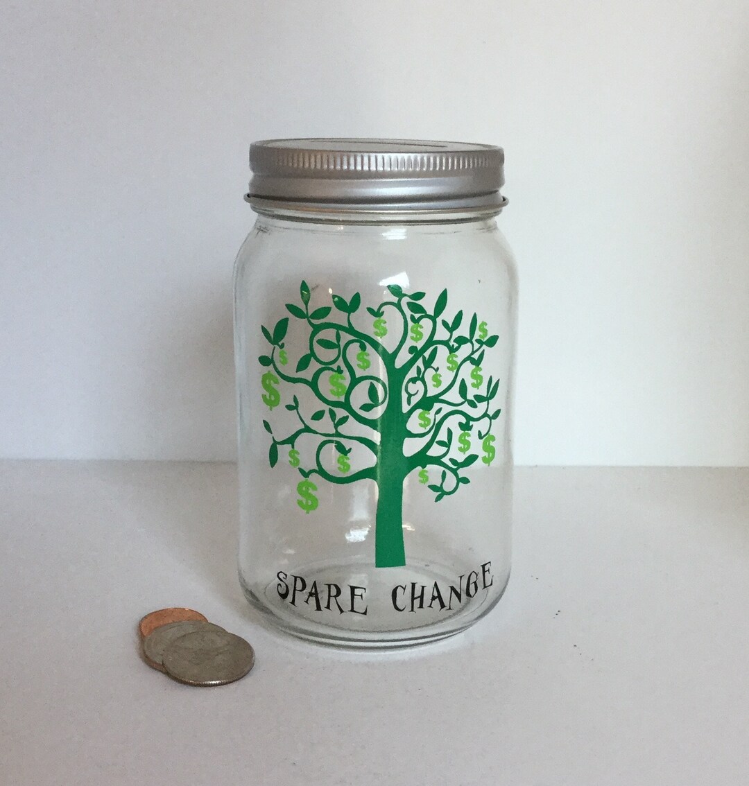 Personalized Mason Jar Spare Change Bank - Savings Bank - Money Jar ...
