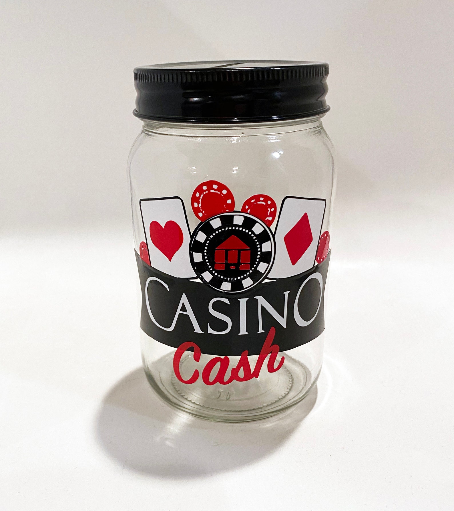 Personalized Casino Money Jar Casino Cash Money Bank Mason | Etsy