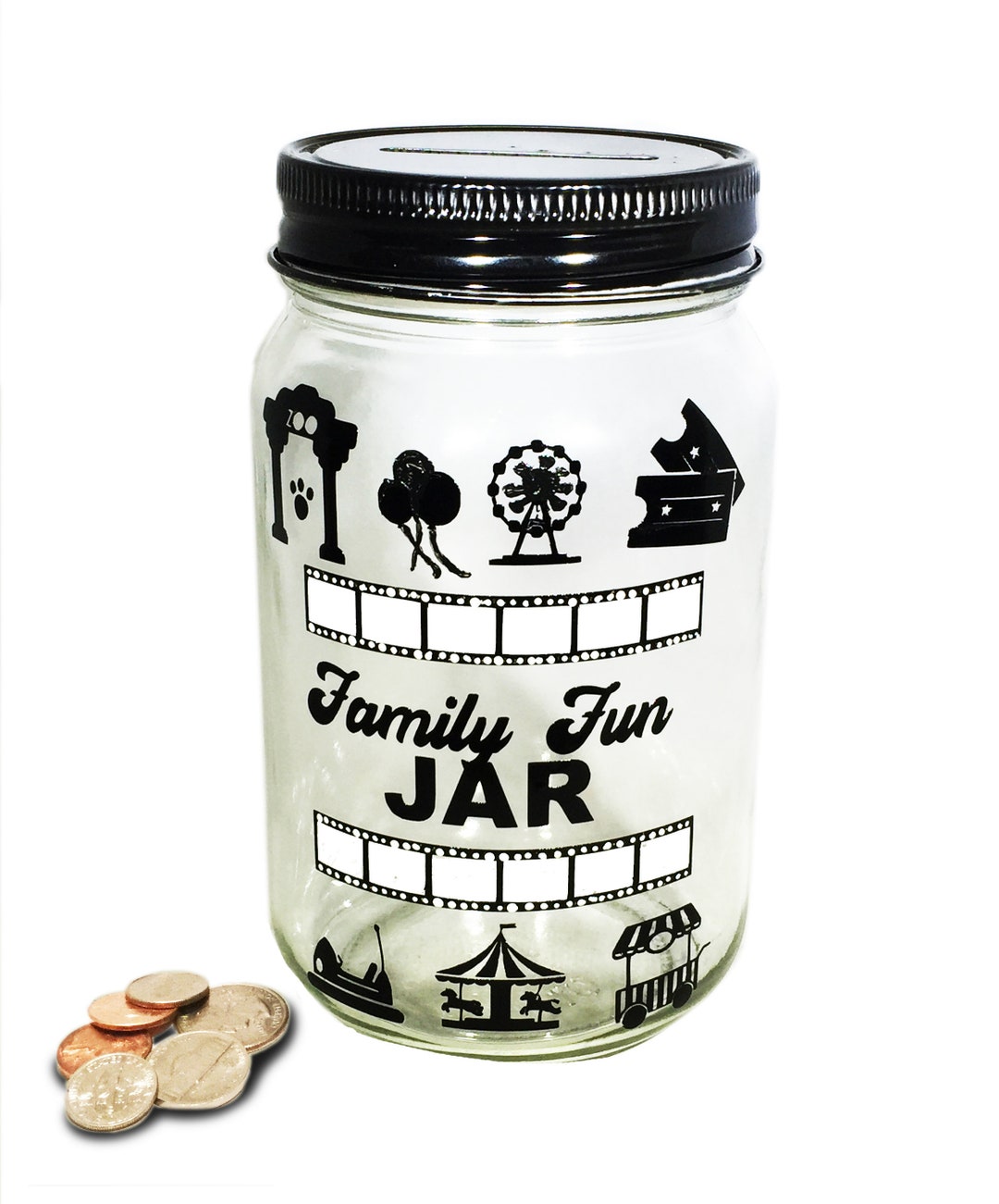 Personalized Family Fun Money Jar: Glass Coin Bank - Etsy