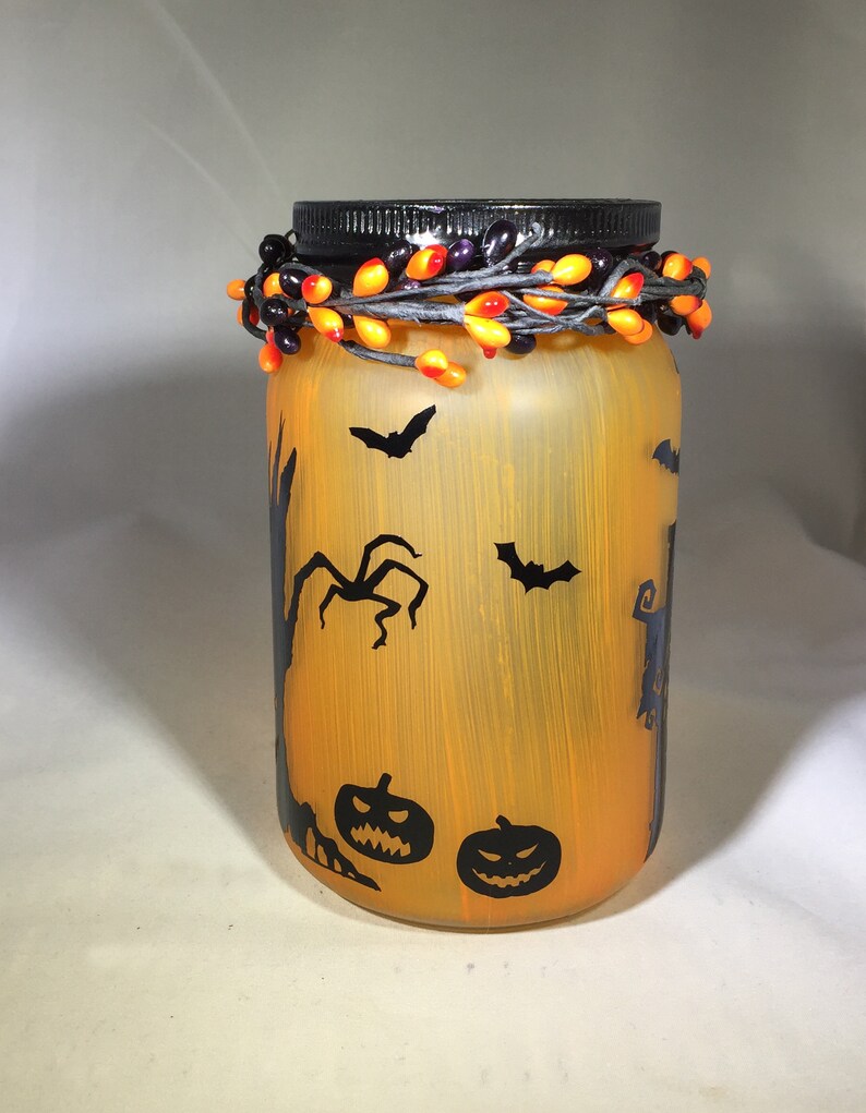 Halloween Scary Mansion Mason Jar Lantern Halloween - Etsy