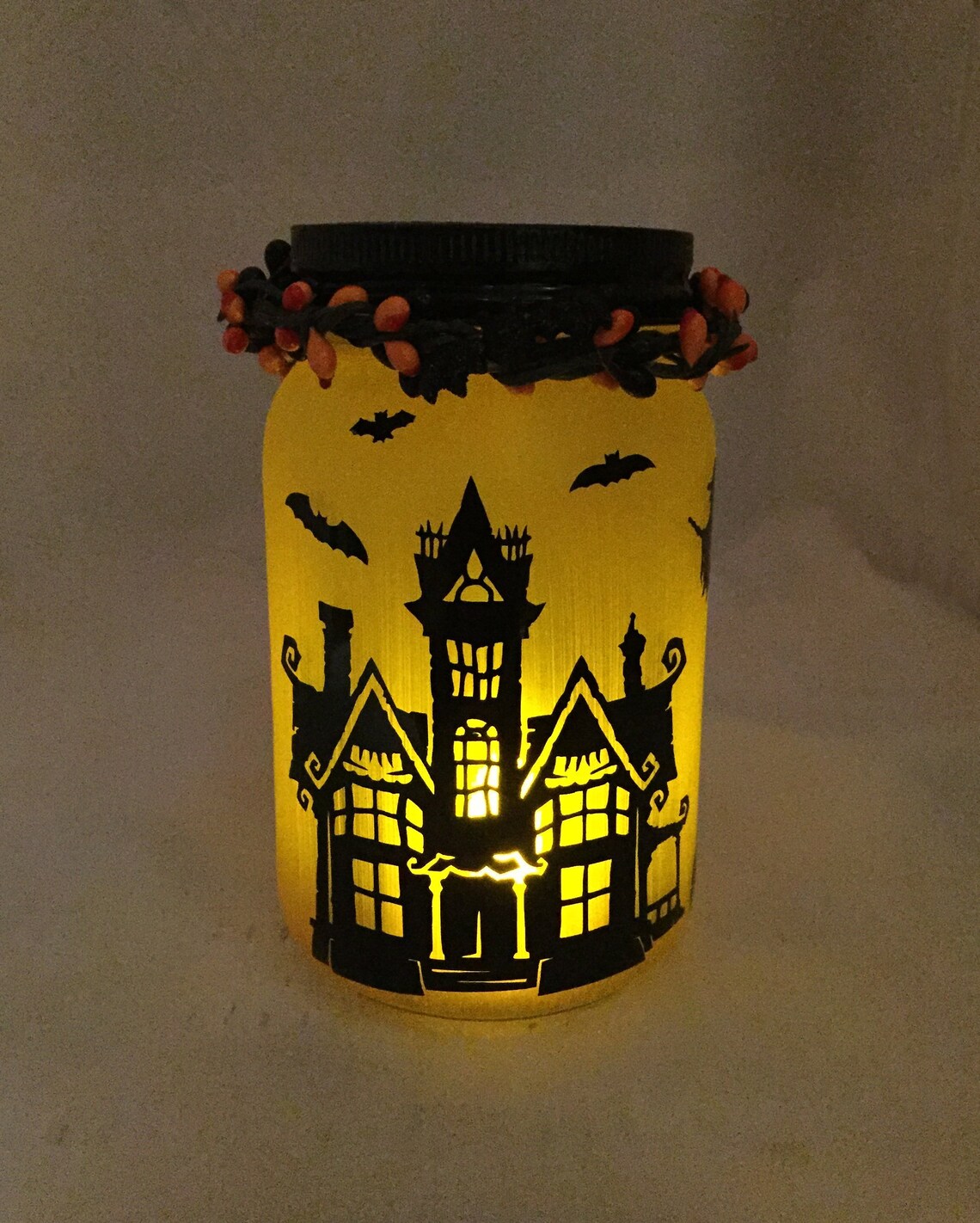 Halloween Scary Mansion Mason Jar Lantern Halloween - Etsy
