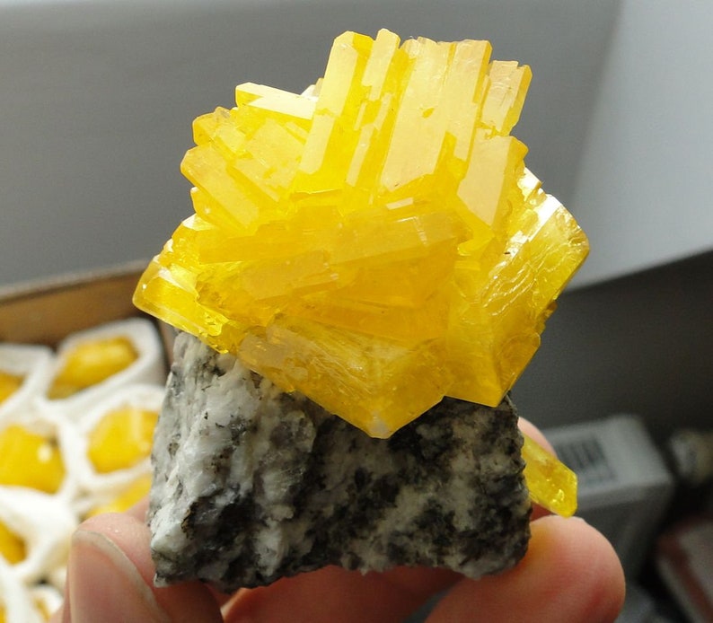 Amazing Nice - Top Luster Yellow PRUSKITE Crystals Like WULFENITE on ...