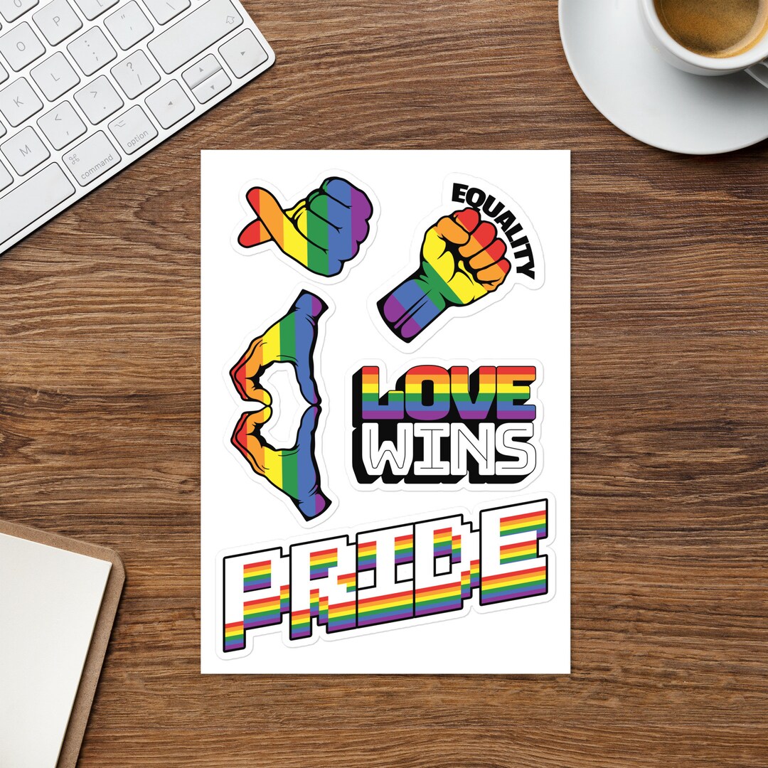 LGBTQ Sticker Sheet, Pride Sticker Sheet, Rainbow Stickers, Love Wins - Etsy