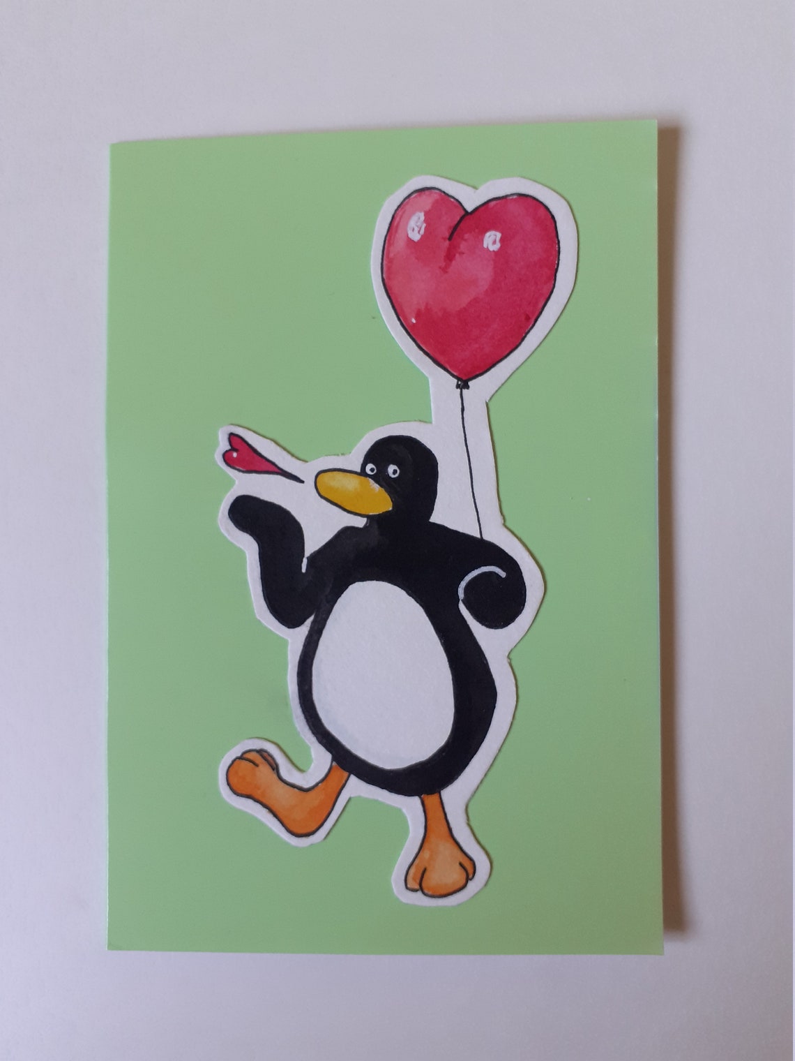 Penguin in Love Card, Valentine's Day, Anniversary, Original ...