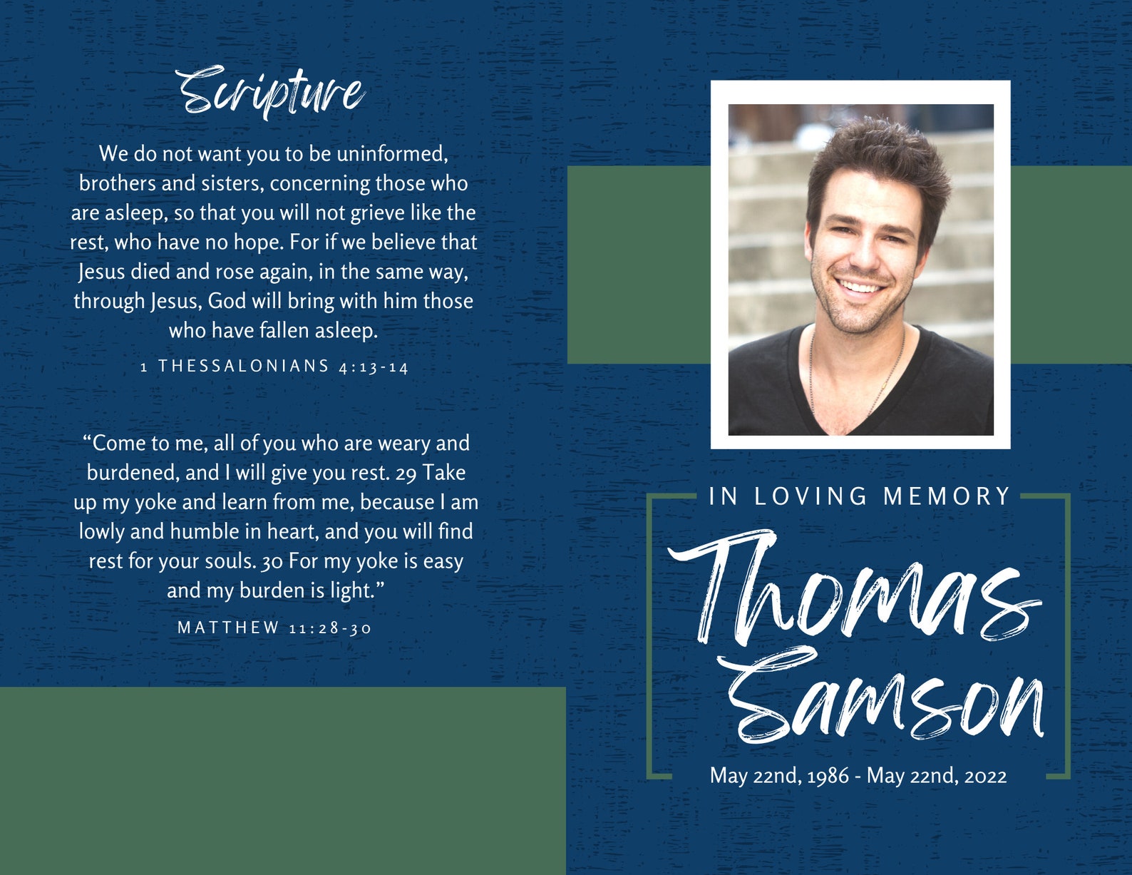 Editable Funeral Program Template, Masculine Funeral Program, Memorial ...