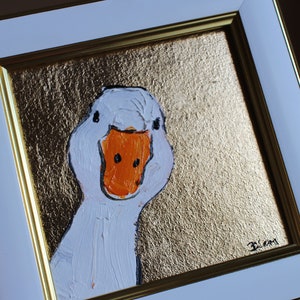 Anser White Goose Portrait Oil Painting With Gold Leaf Original ...