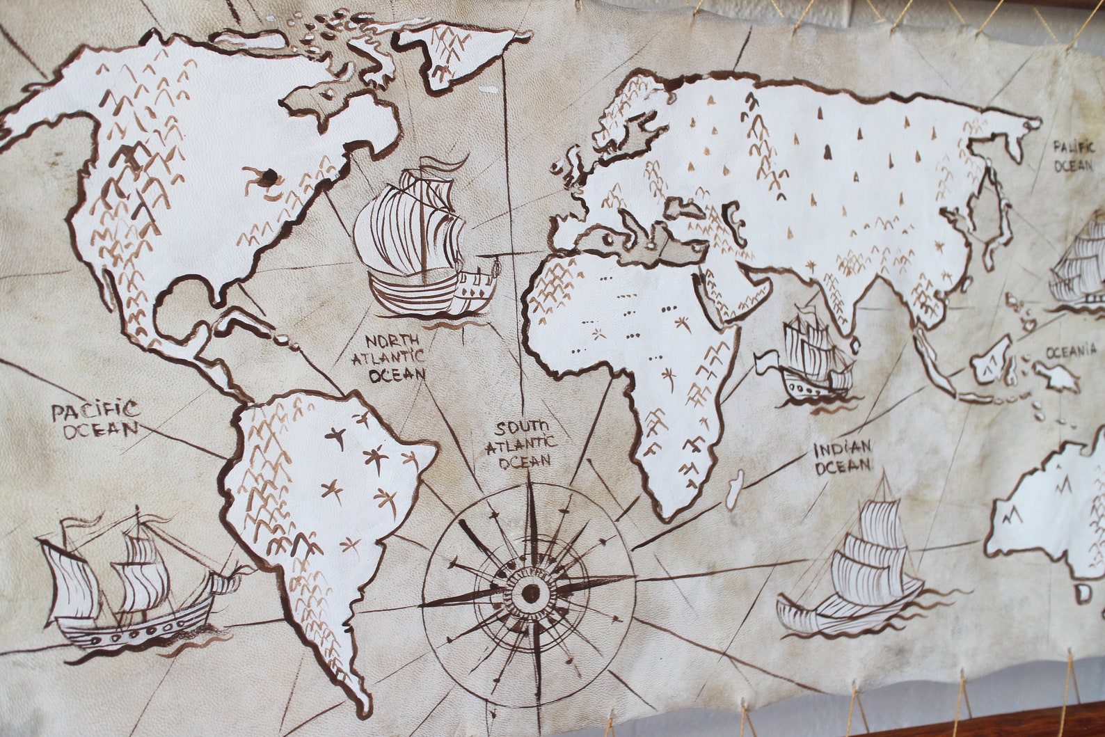 World Map Handmade Acrylic Painting on Real Leather World Map - Etsy