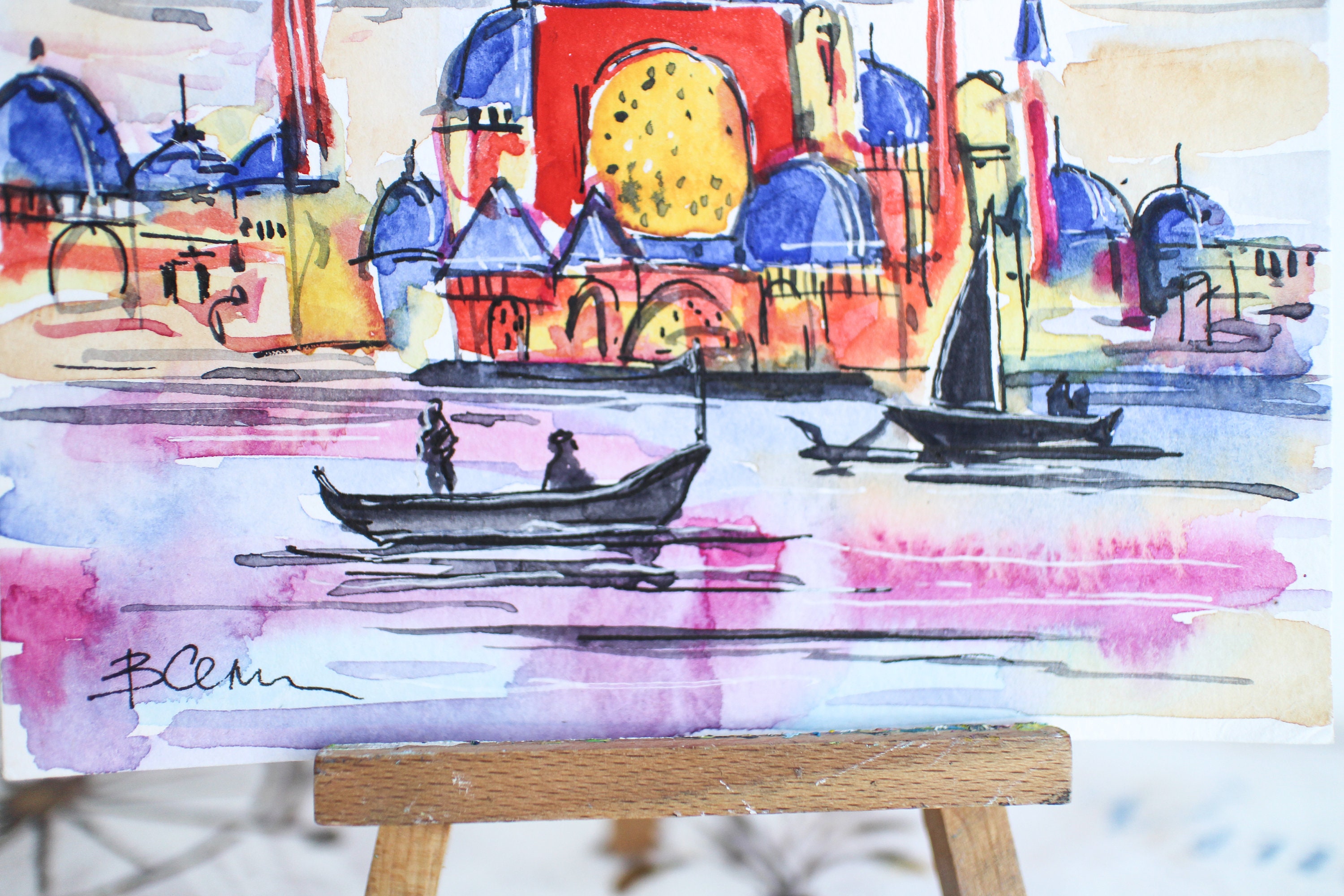 Painting Istanbul Watercolor Original Turkish Framed - Etsy