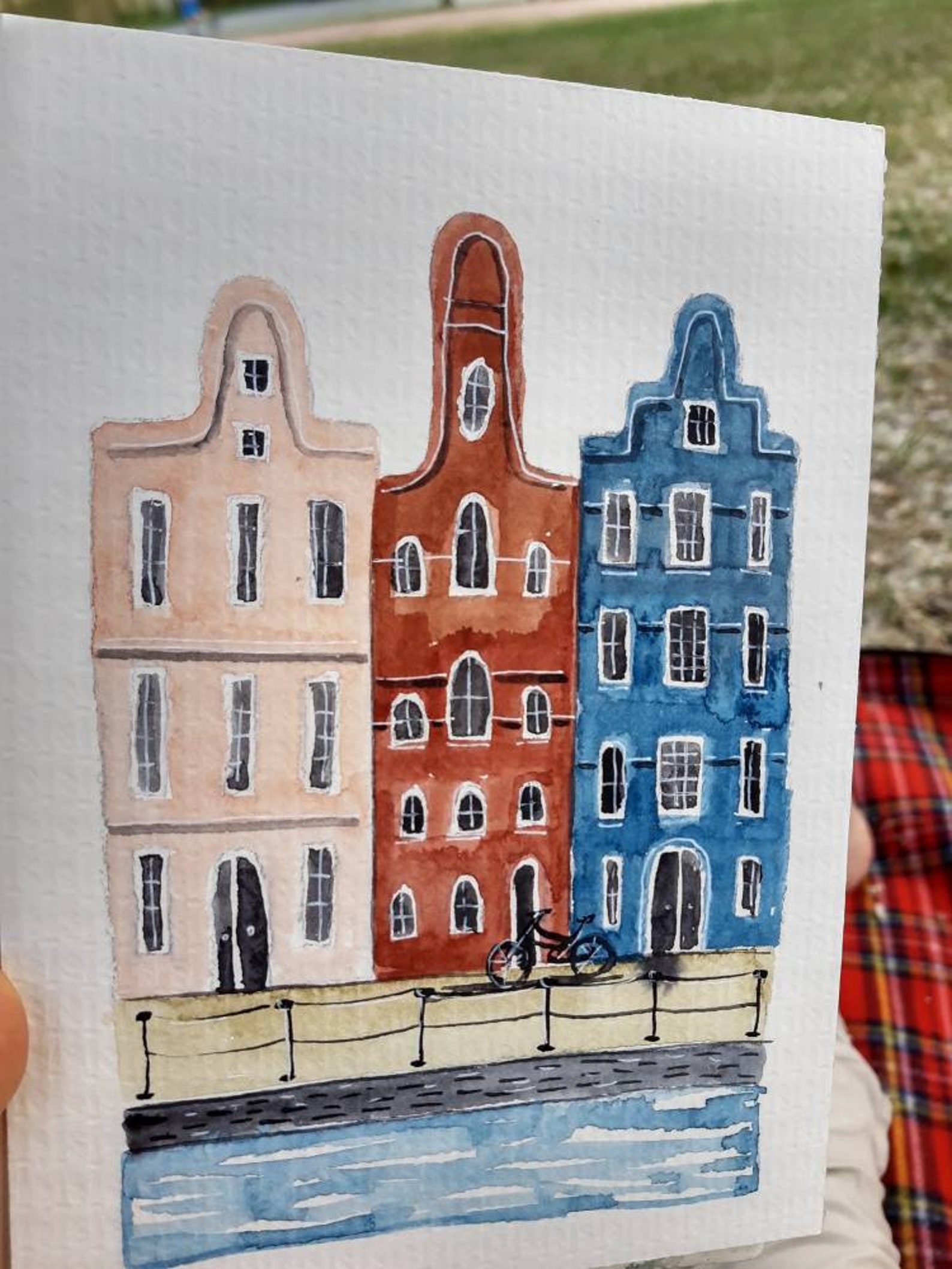 Amsterdam Watercolor Painting Original Framed Sketch Amsterdam - Etsy