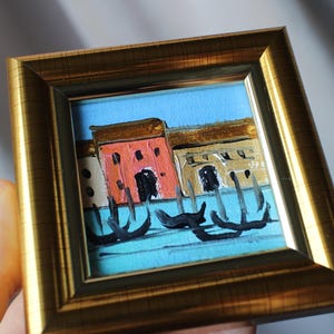 Miniature Venice Gondola Oil Painting: Framed Italian Wall Art (2x2) - Etsy