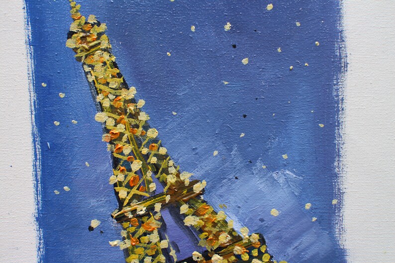 Shining Eiffel Tower Paris Oil Painting Original Framed Eiffel - Etsy
