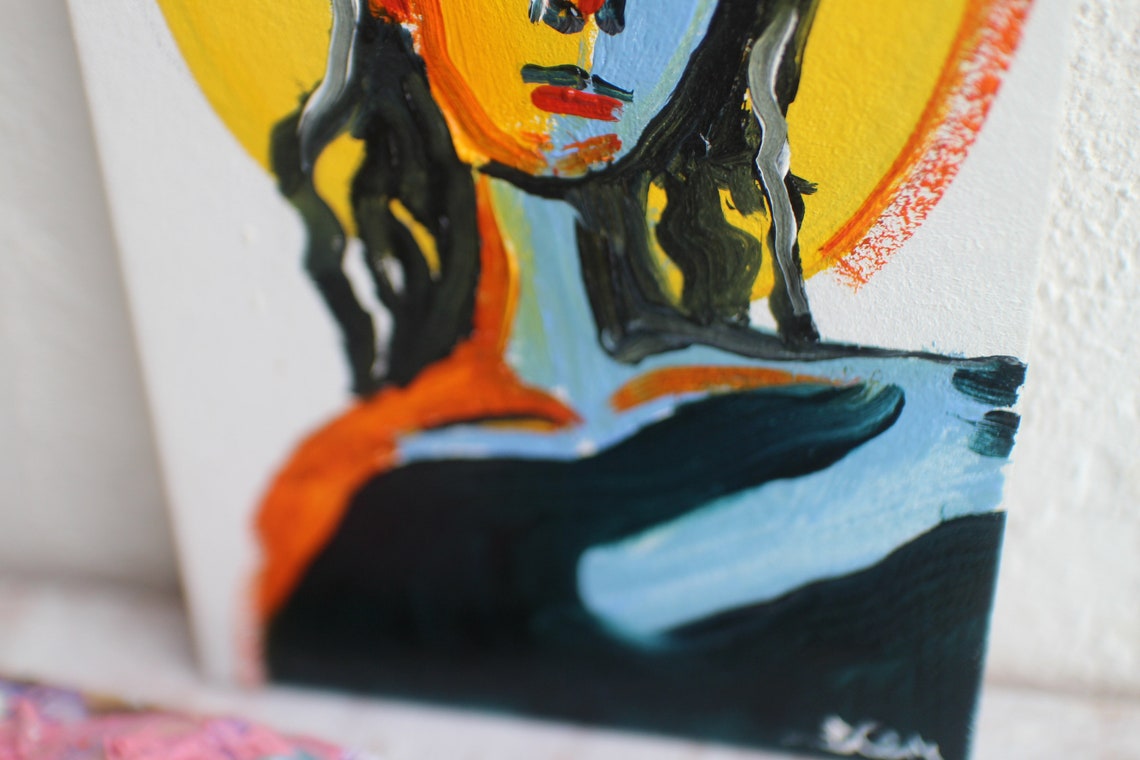 Portrait Original Faceless oil Painting original framed No | Etsy