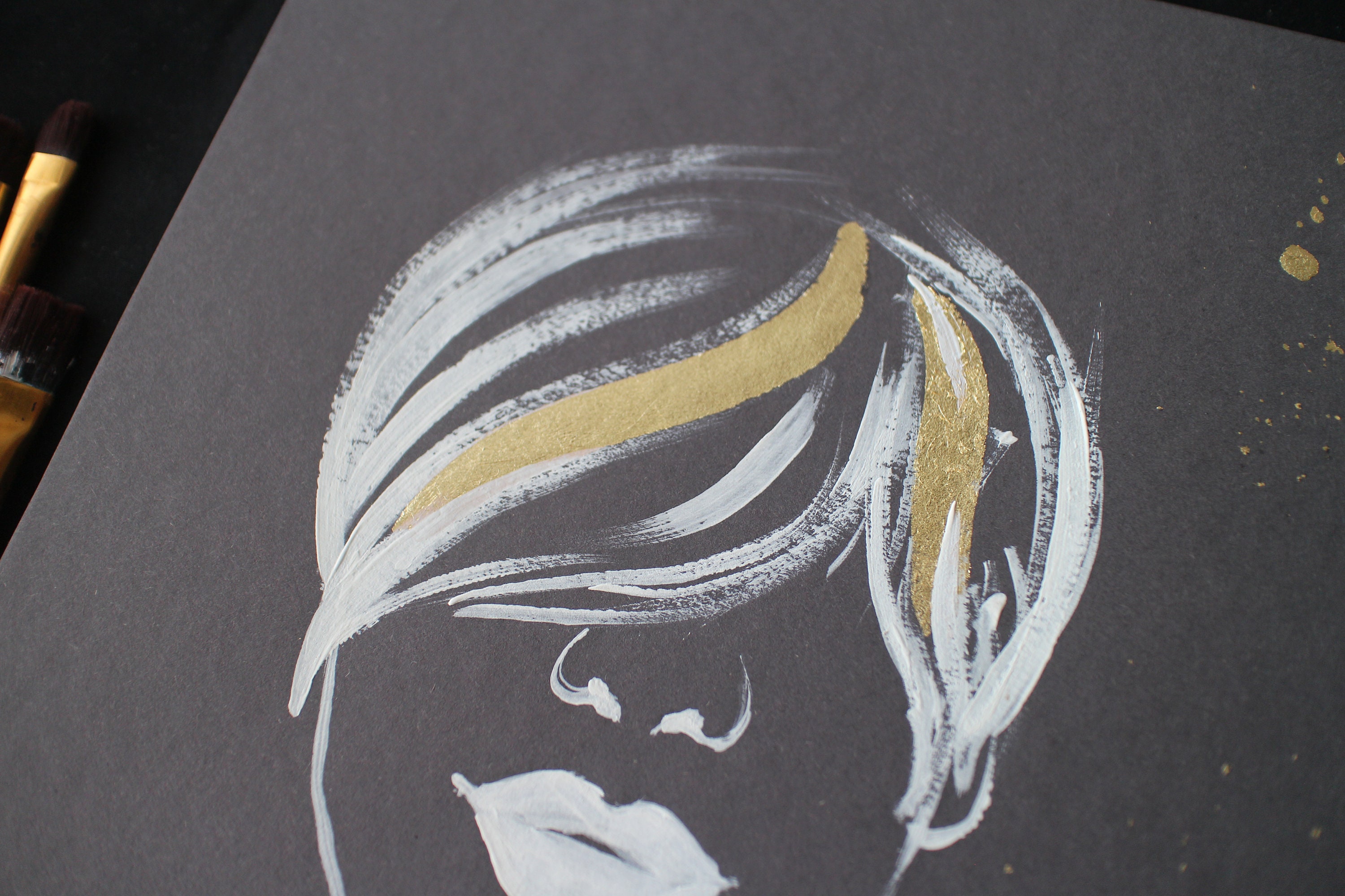 Portrait Women Painting Painting Gold Painting Framed Gold - Etsy