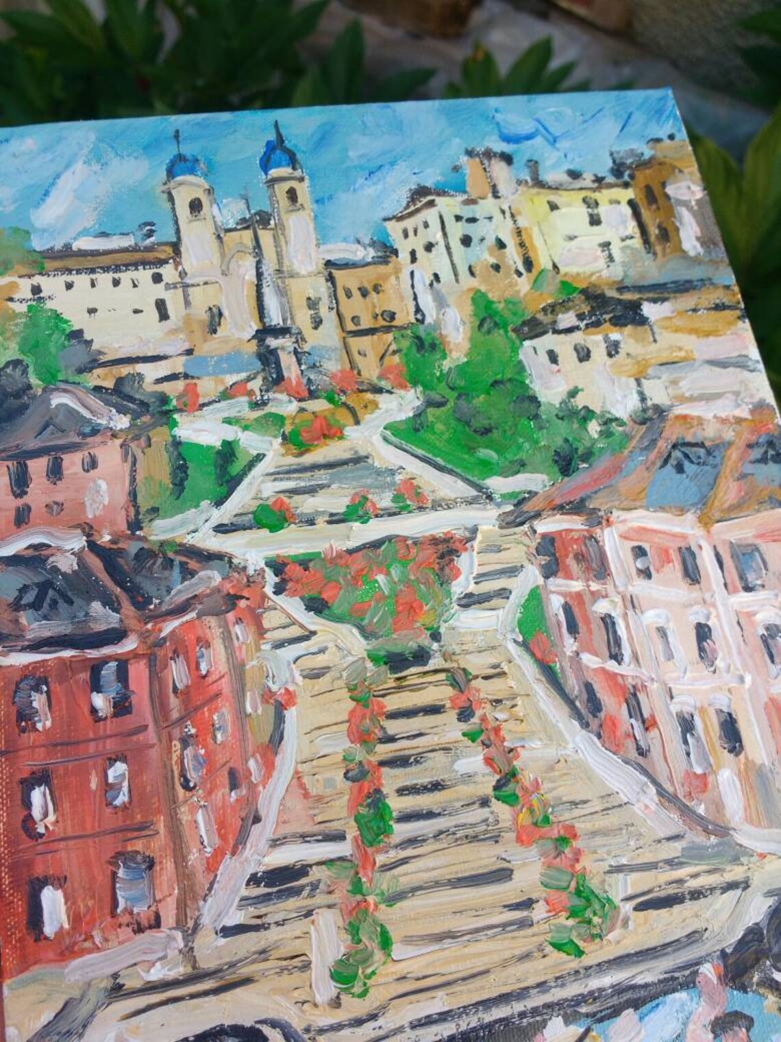 Rome Oil Painting Framed Original Piazza Di Spagna Italy - Etsy