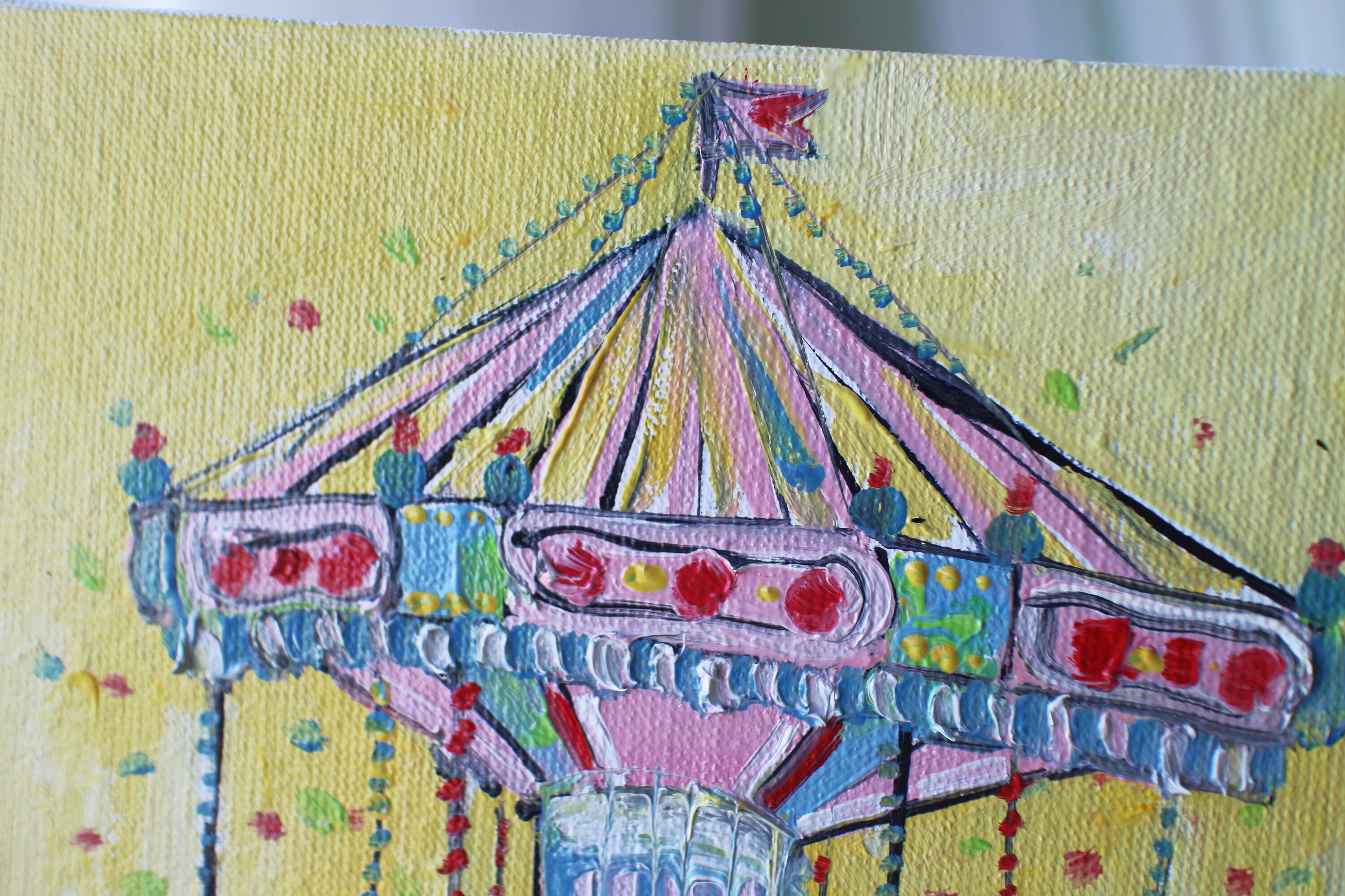 Carrousel Carousel Oil Painting Framed Original 6x6 In Small - Etsy