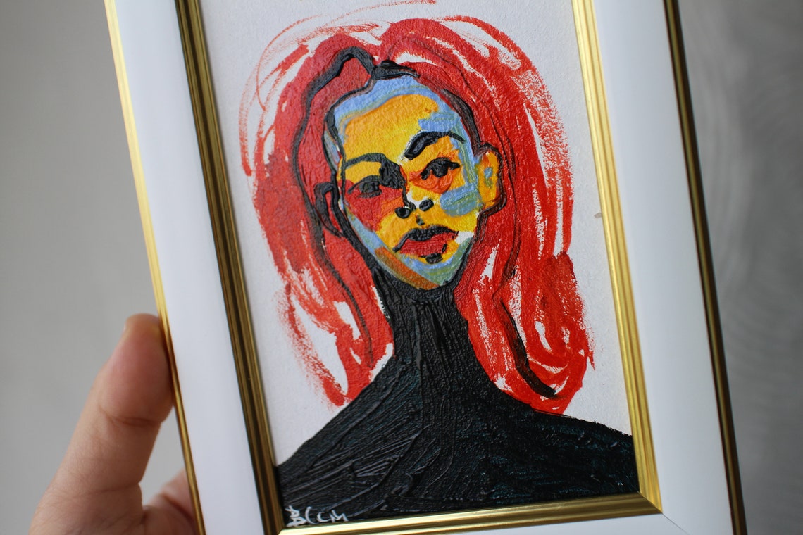 Portrait Original Faceless Oil Painting Original Framed No - Etsy