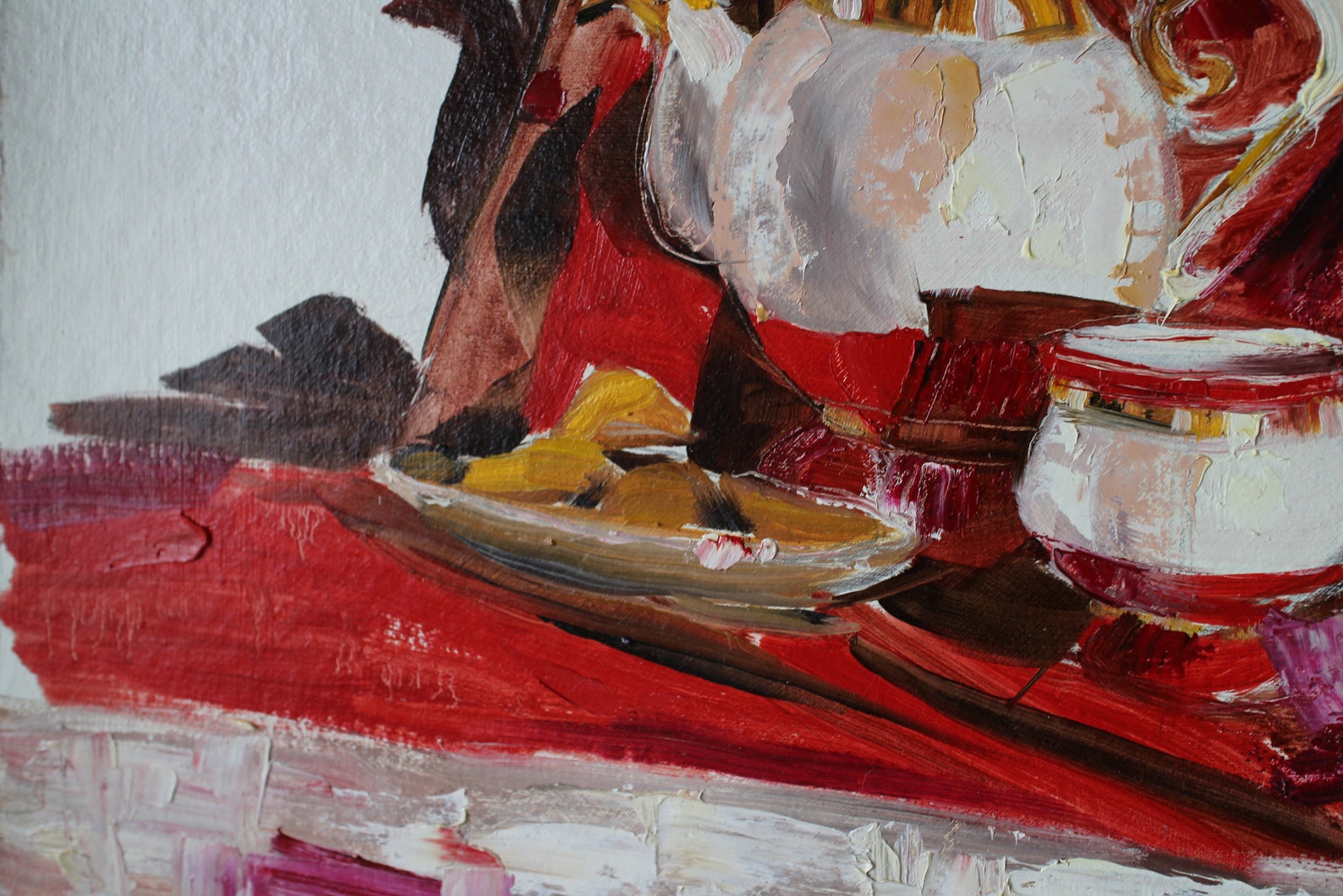 Red Cup Still Life Oil Painting Original Handmade Red Teacup - Etsy