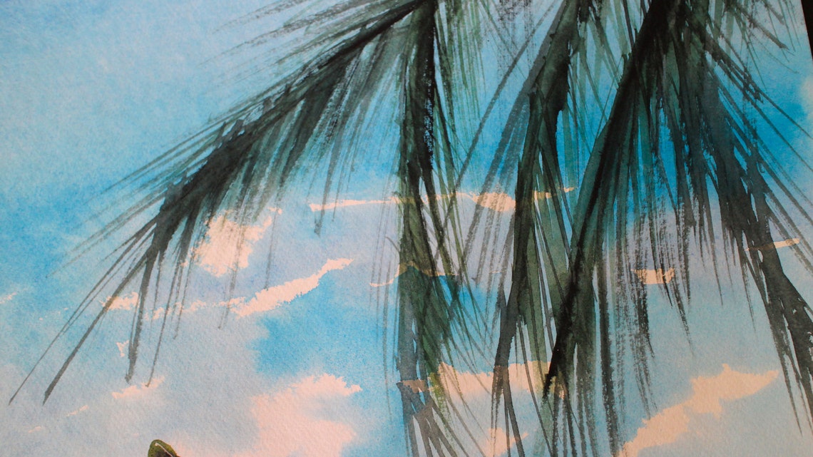 Le Meridien Bora Bora Painting Watercolor Sketch Framed | Etsy