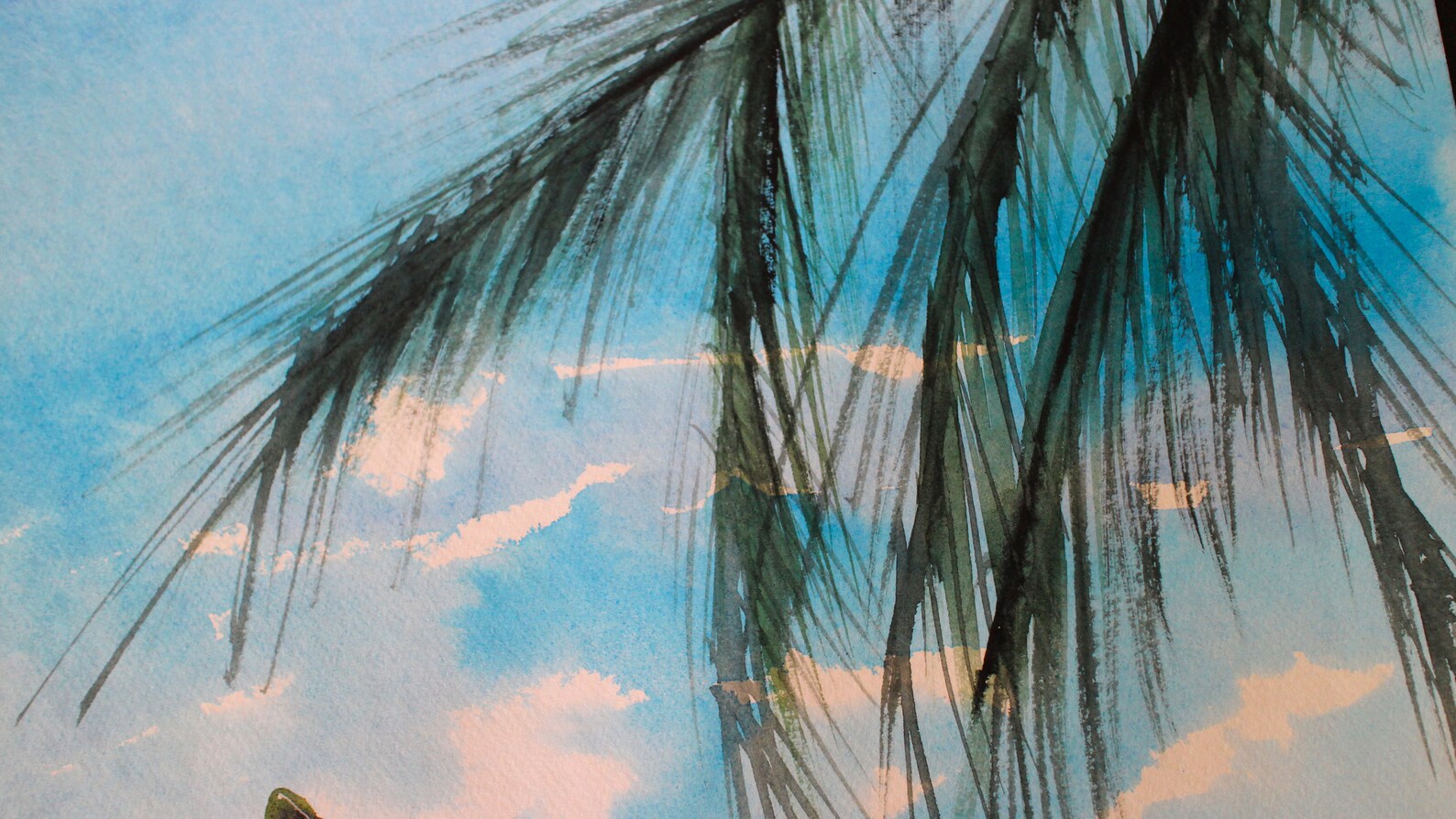 Le Meridien Bora Bora Painting Watercolor Sketch Framed Original Ocean ...