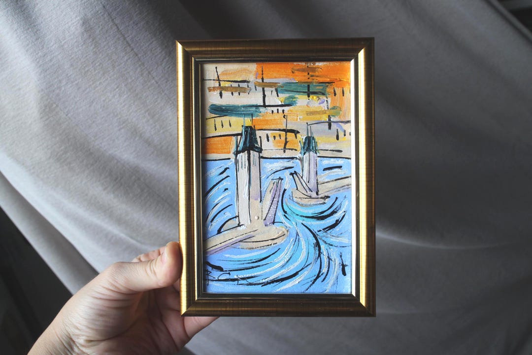London Tower Bridge Oil Painting: Framed Original Art (4x6) - Etsy