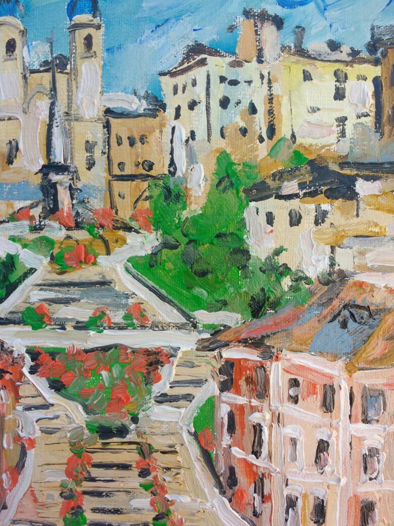 Rome Oil Painting Framed Original Piazza Di Spagna Italy - Etsy