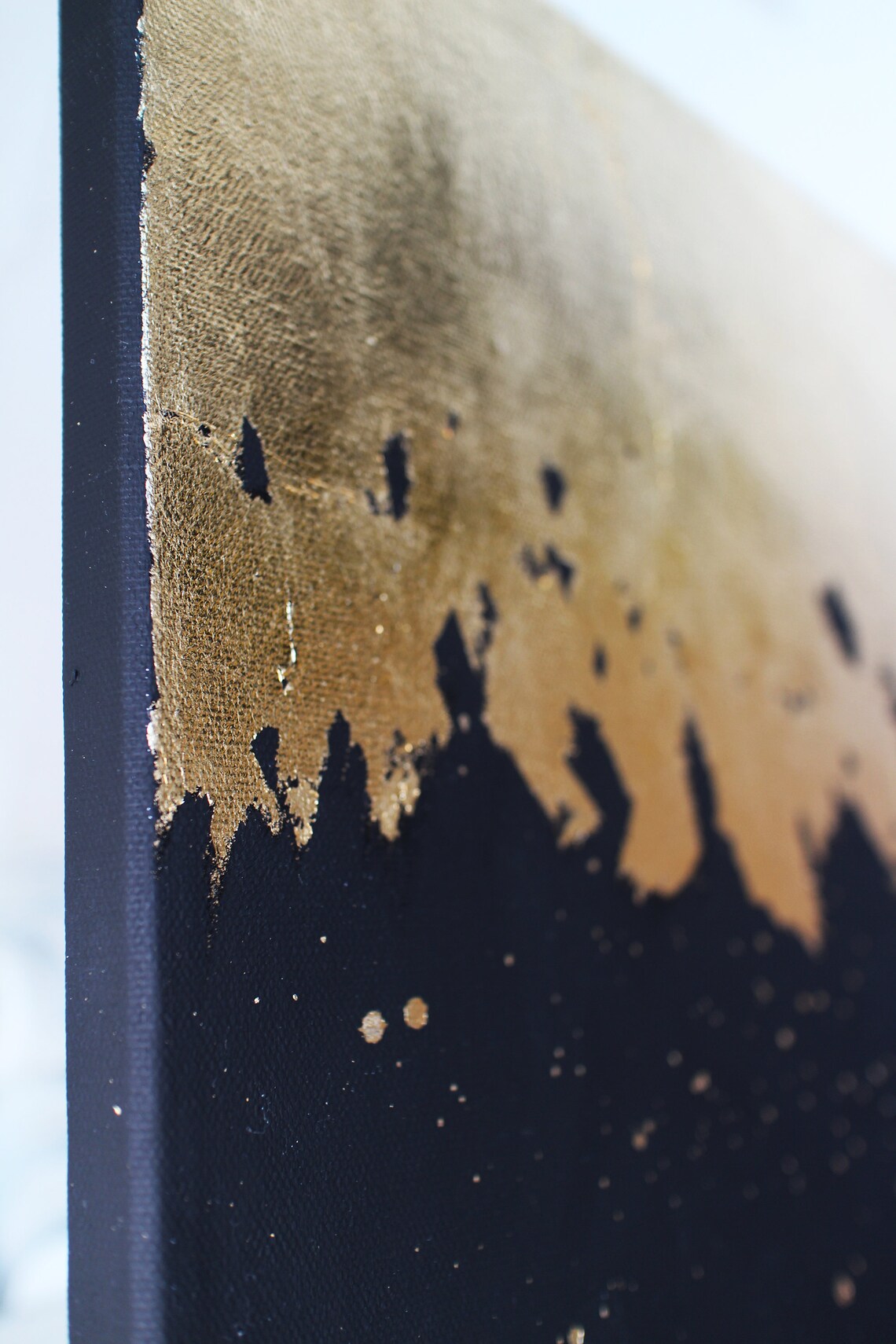 Black Gold Leaf Art Black Abstract Painting Large Abstract | Etsy