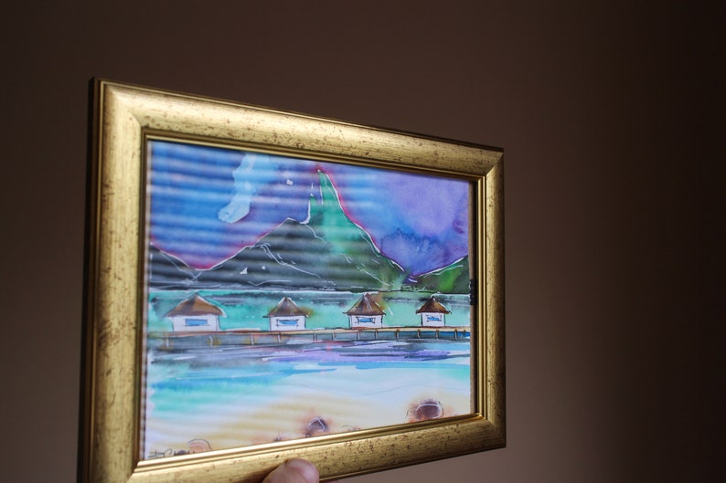 Le Meridien Bora Bora Painting Watercolor Sketch Framed - Etsy