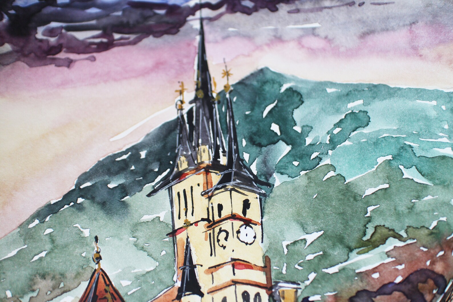 Romania Architecture Castle Original Watercolor Painting - Etsy