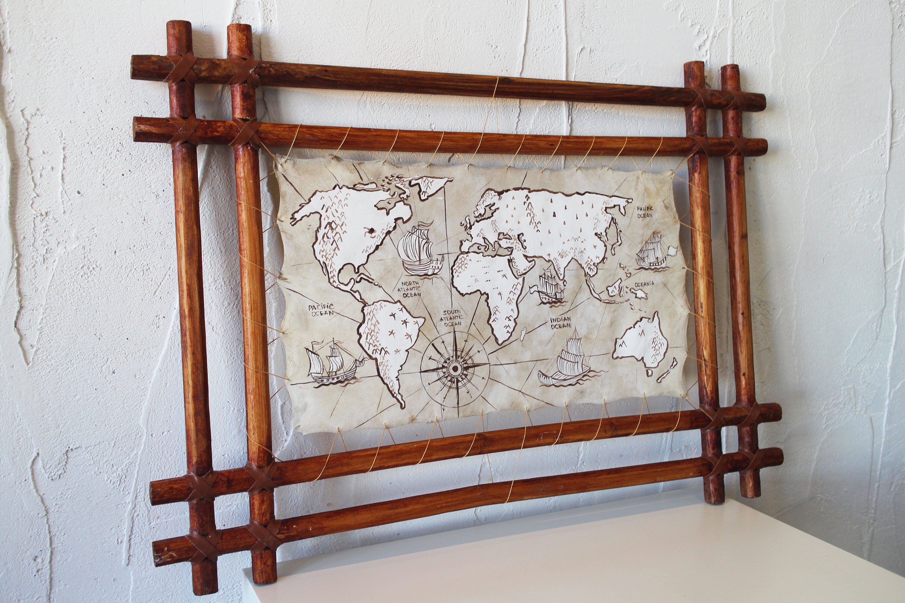 World Map Handmade Acrylic Painting on Real Leather World Map | Etsy