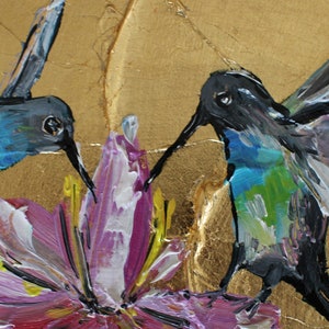 Hummingbird Colibri Coruscans Oil Painting Withgold Leaf - Etsy