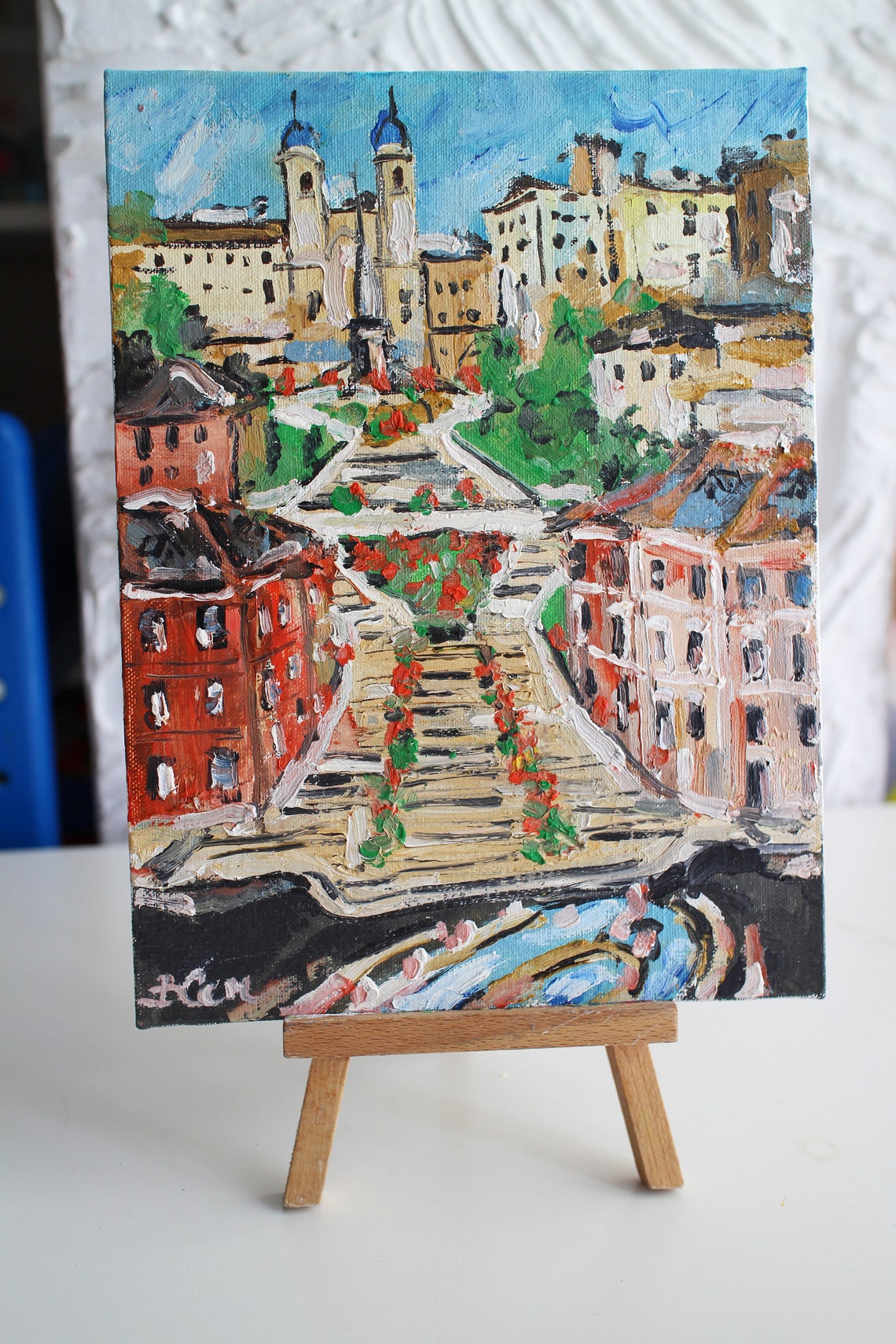 Rome Oil Painting Framed Original Piazza Di Spagna Italy - Etsy