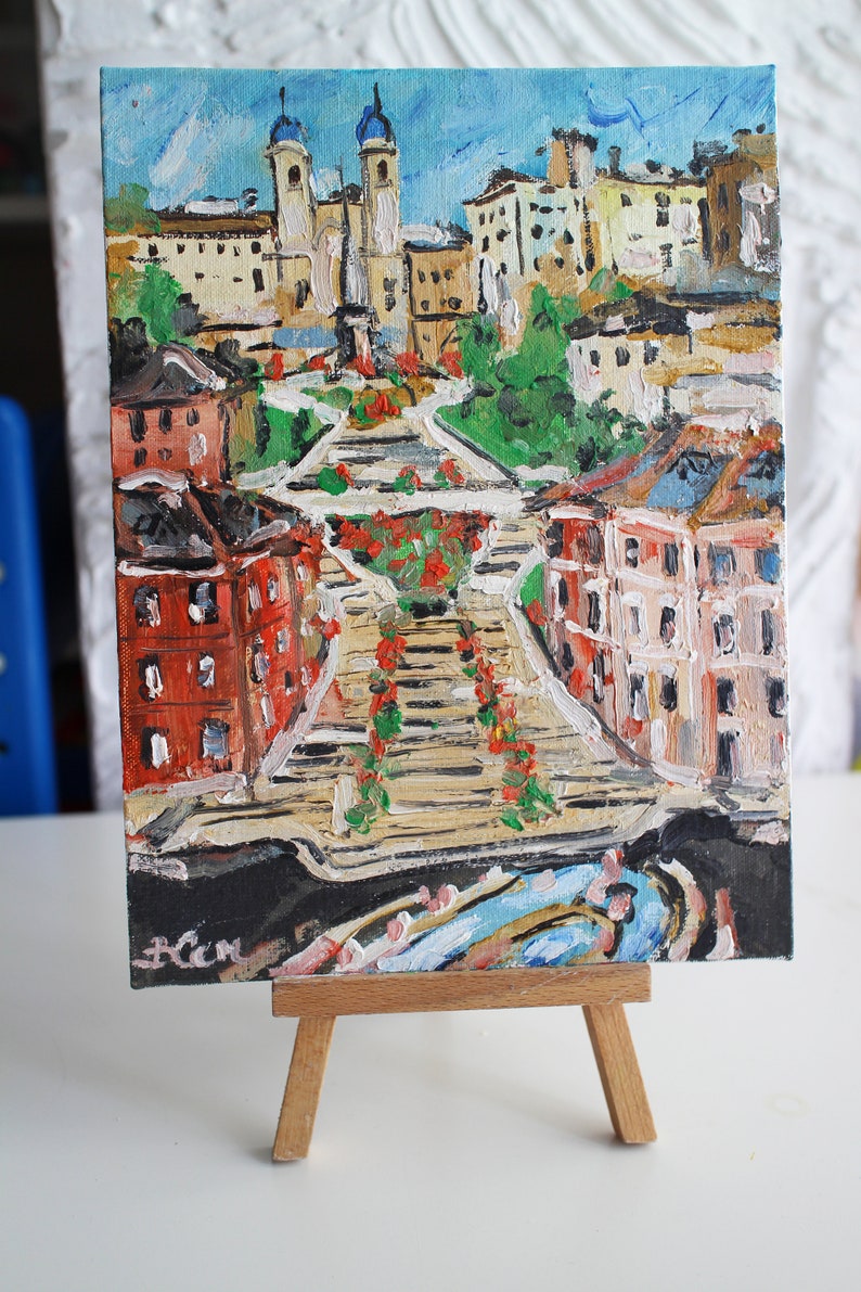 Rome Oil Painting Framed Original Piazza Di Spagna Italy - Etsy