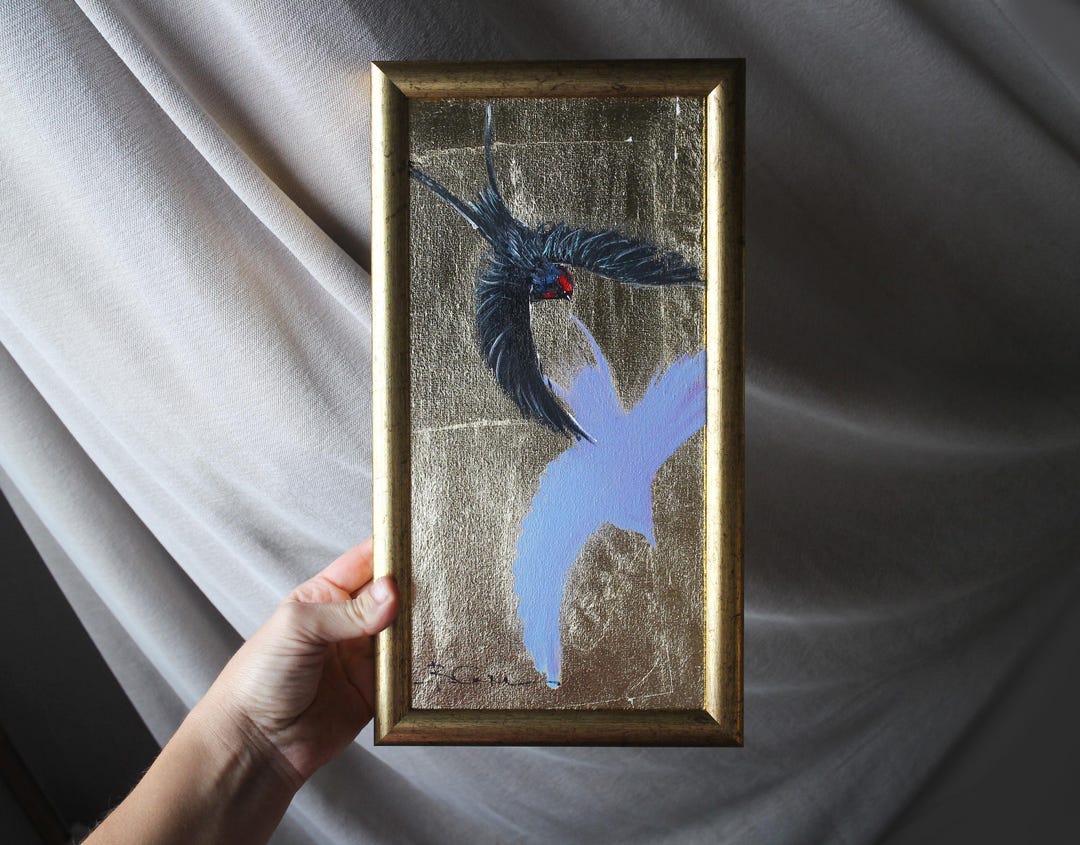 Gold Leaf Swallow Martin Oil Painting Framed Bird Flight Art 6x12 - Etsy
