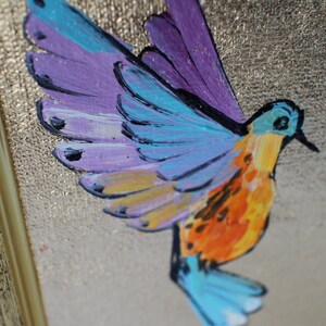 Hummingbird Colibri Coruscans Oil Painting With Gold Leaf - Etsy