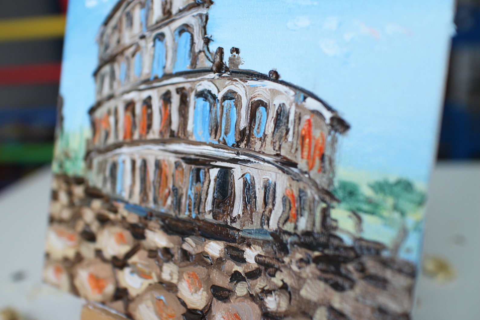 Rome Oil Painting Original Framed Oil Painting Colosseum Italy - Etsy