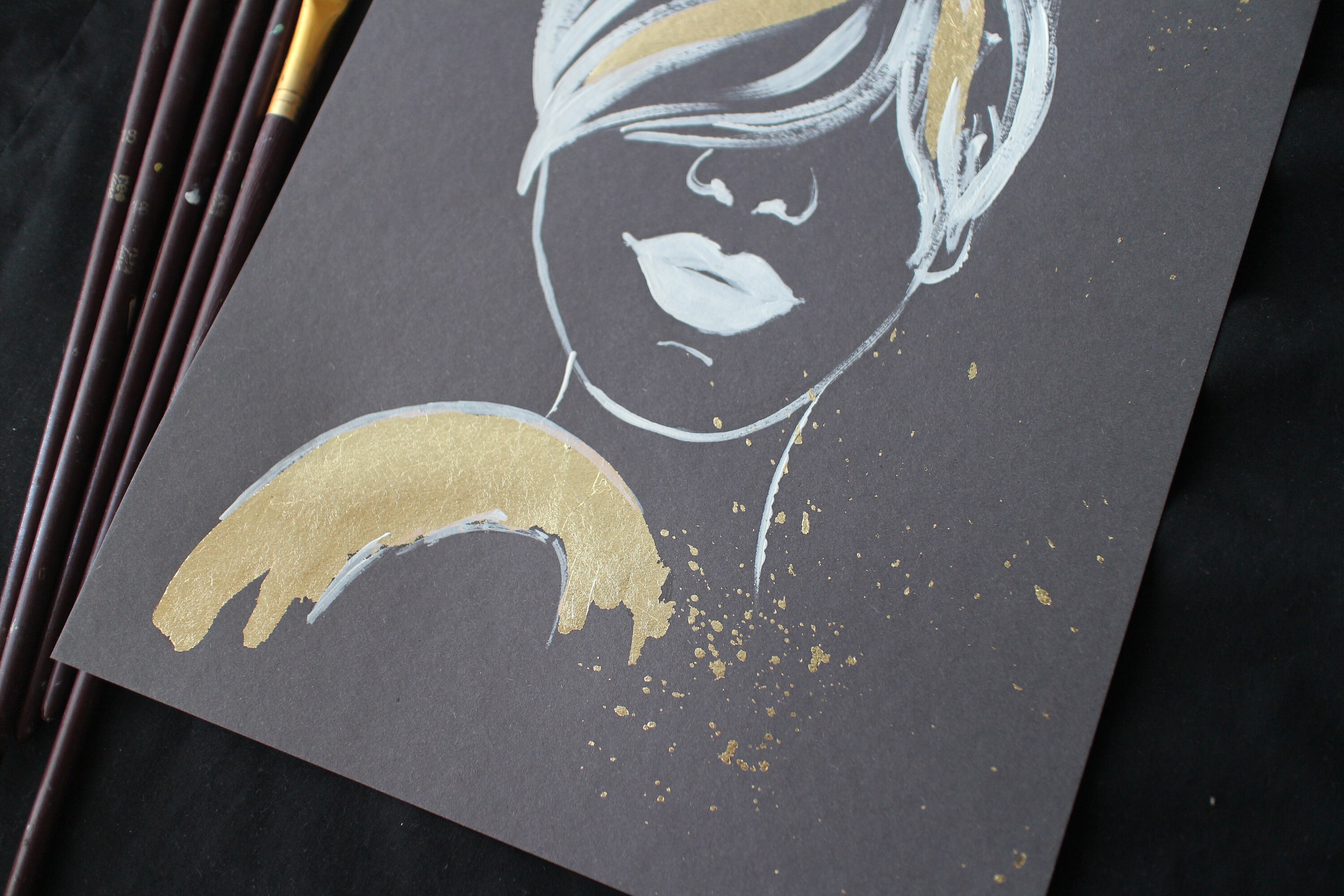 Portrait Women Painting Painting Gold Painting Framed Gold - Etsy