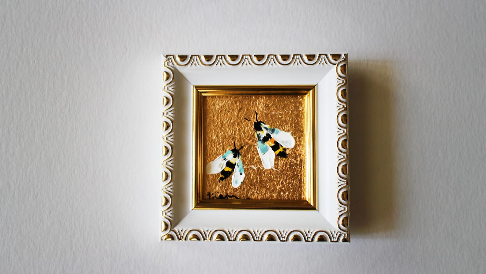 Honeybee Oil Painting With Gold Leaf Art Abstract Painting Oil Bee Gold ...