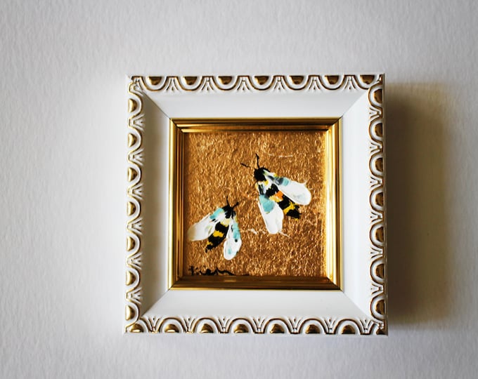 Honeybee Oil Painting With Gold Leaf Art Abstract Painting Oil - Etsy