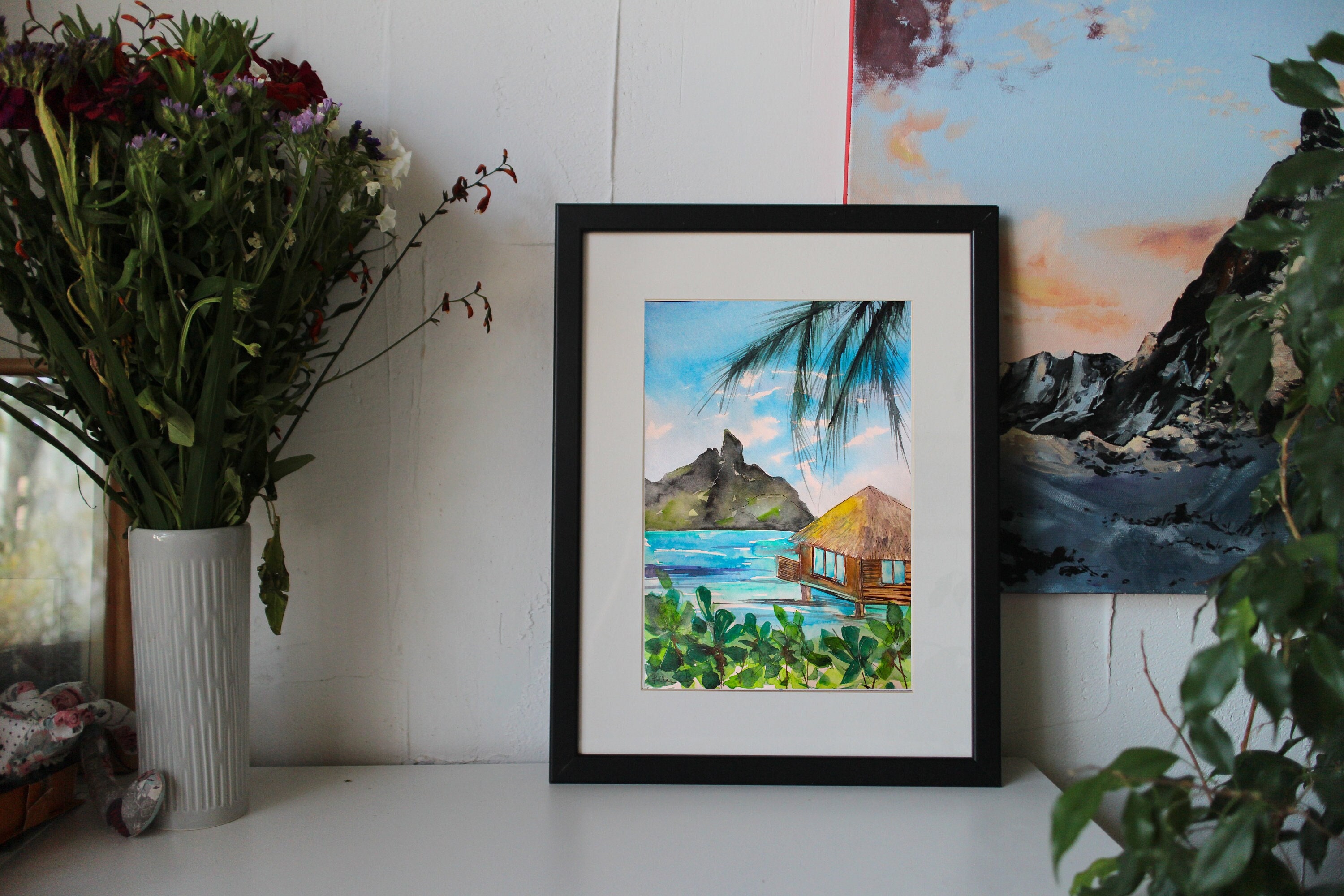 Le Meridien Bora Bora Painting Watercolor Sketch Framed - Etsy
