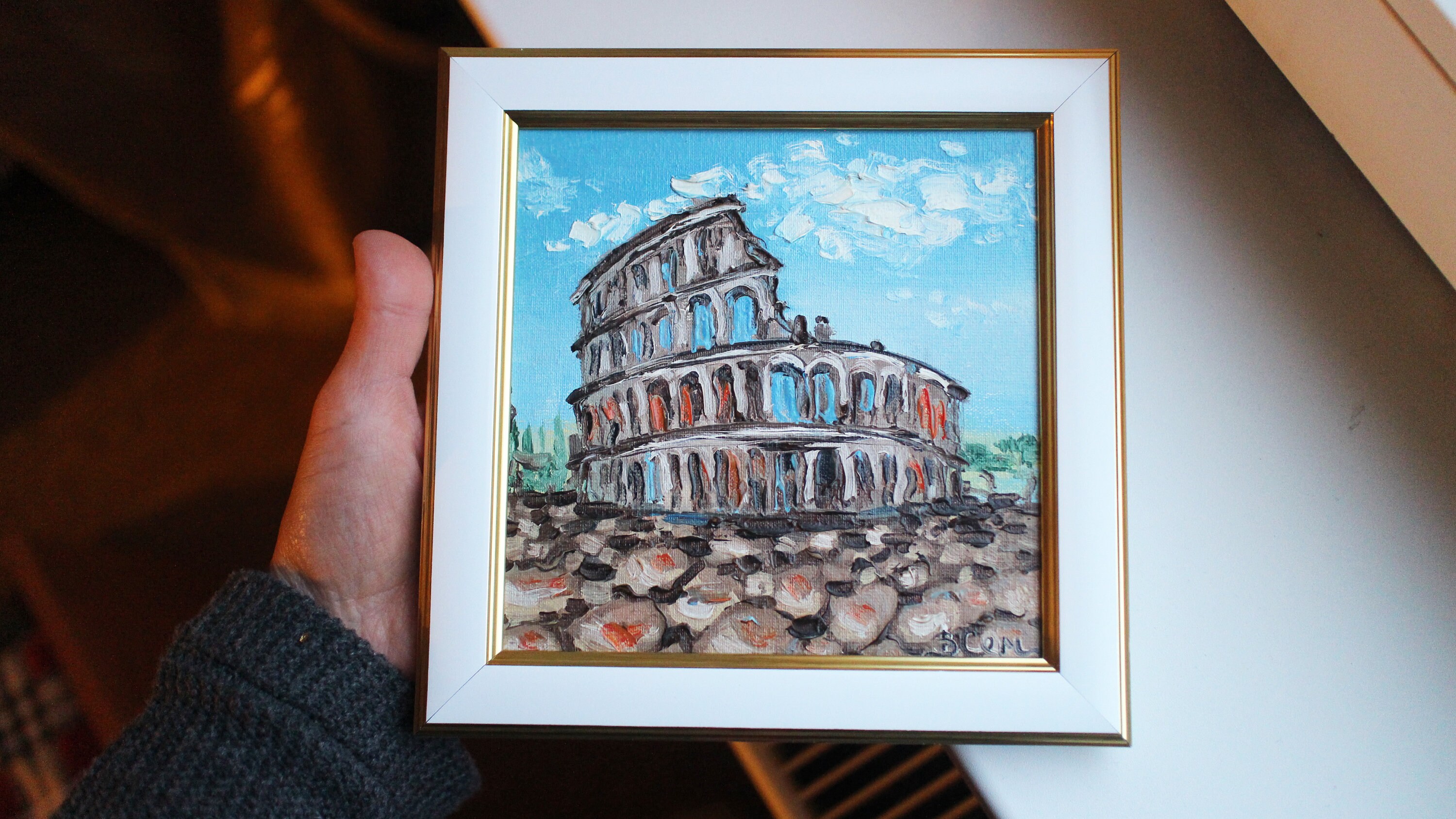 Rome Oil Painting Original Framed Oil Painting Colosseum Italy - Etsy