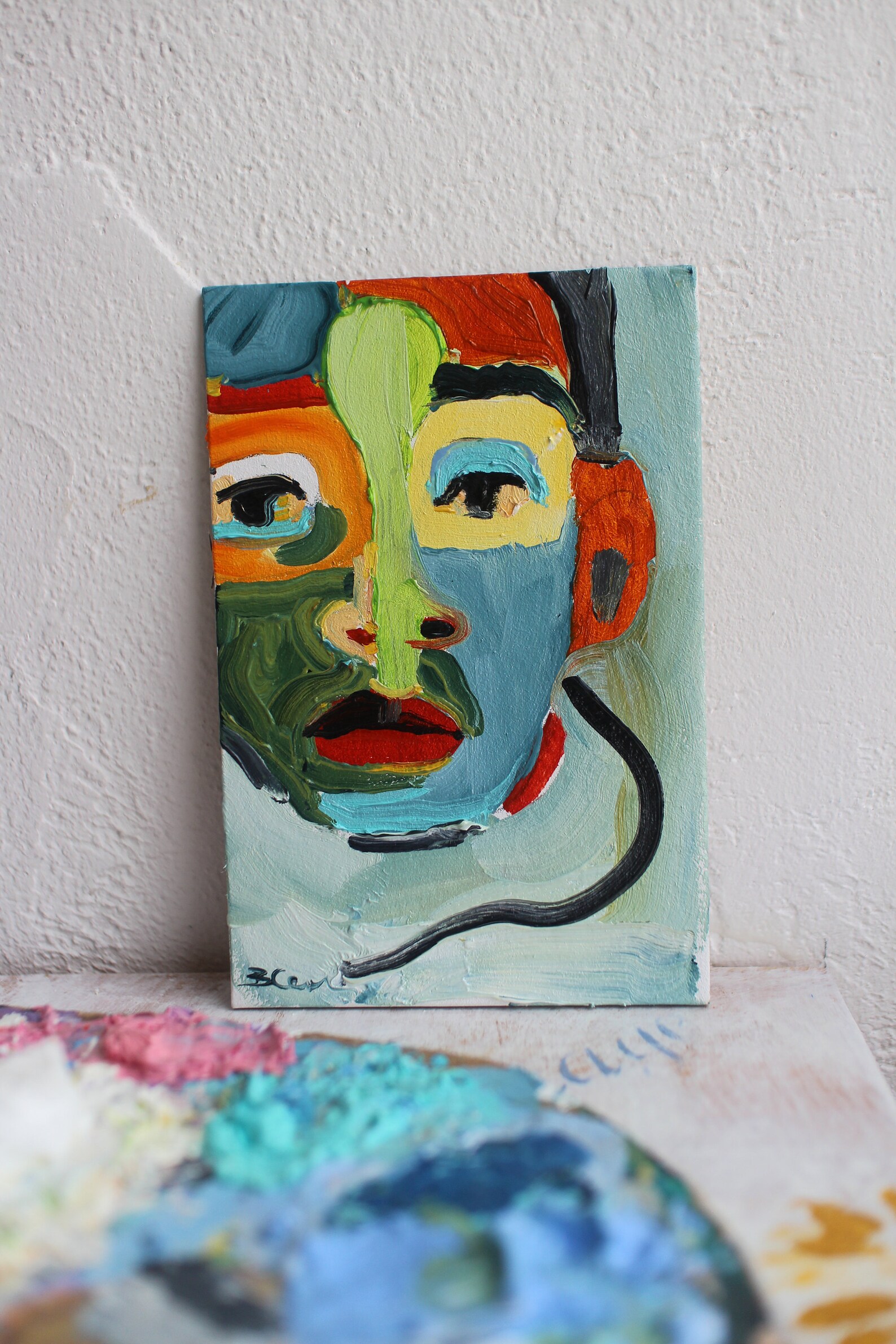 Portrait Original Faceless oil Painting original framed No | Etsy