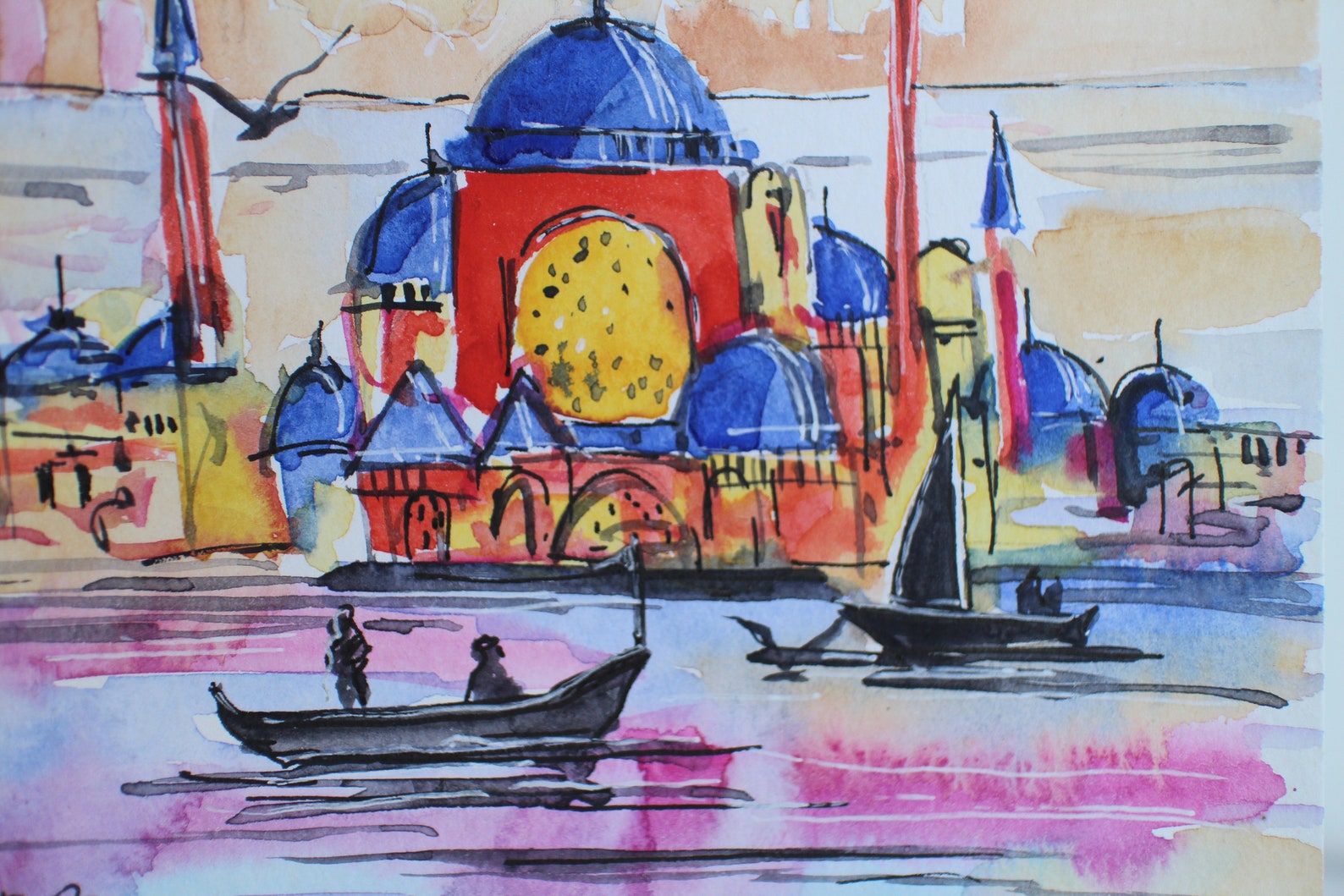 Painting Istanbul Watercolor Original Turkish Framed - Etsy