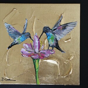 Hummingbird Colibri Coruscans Oil Painting Withgold Leaf - Etsy