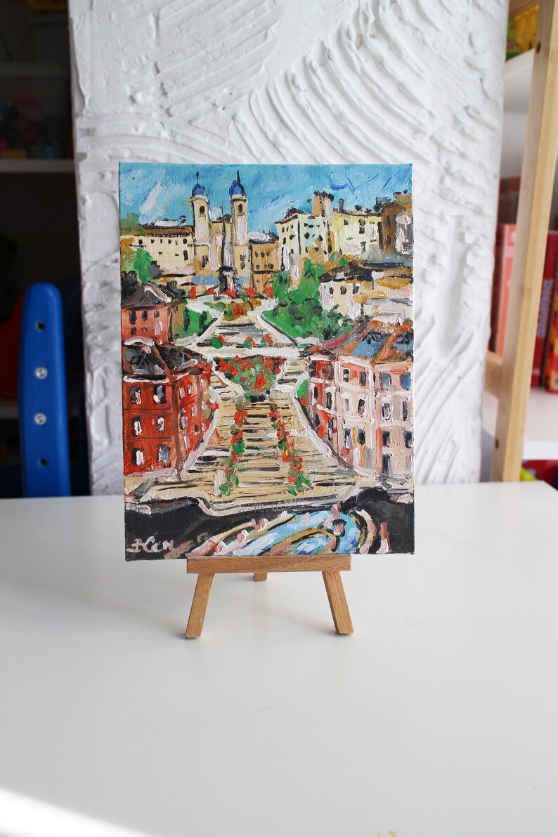 Rome Oil Painting Framed Original Piazza Di Spagna Italy - Etsy