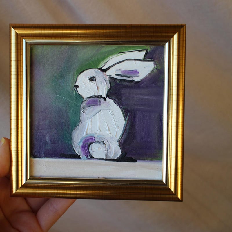 Rabbit Oil Painting - Etsy