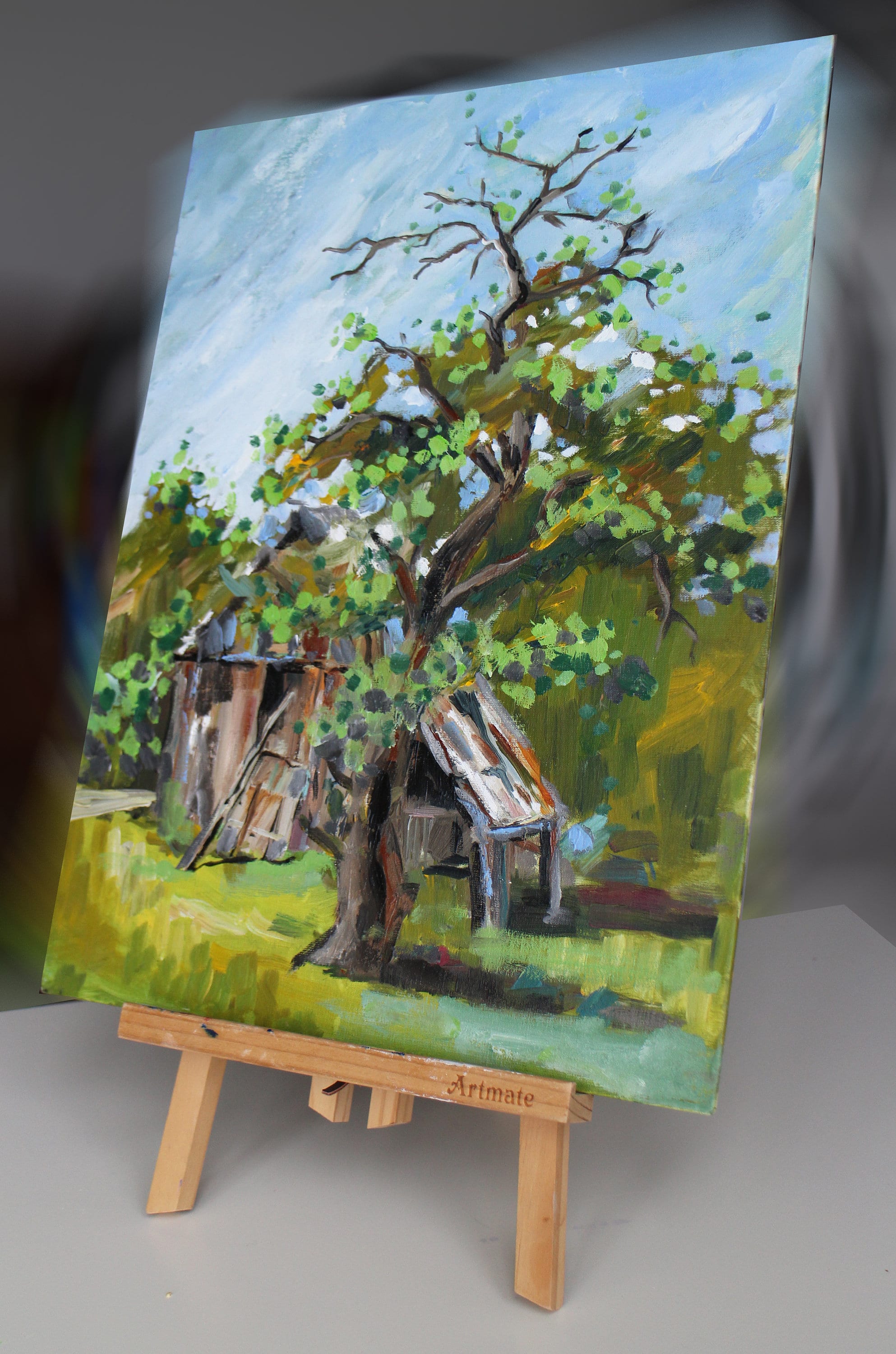 Original Oil Painting Old Tree Landscape Oil Painting Meadow - Etsy