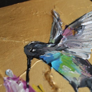 Hummingbird Colibri Coruscans Oil Painting Withgold Leaf - Etsy