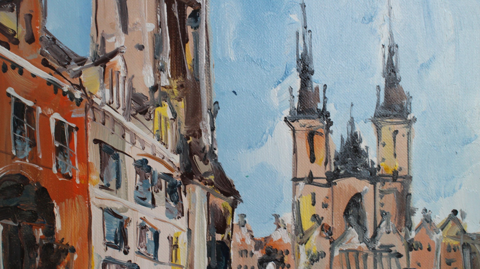 Old Town of Prague Praha Oil Painting Original Framed Church | Etsy