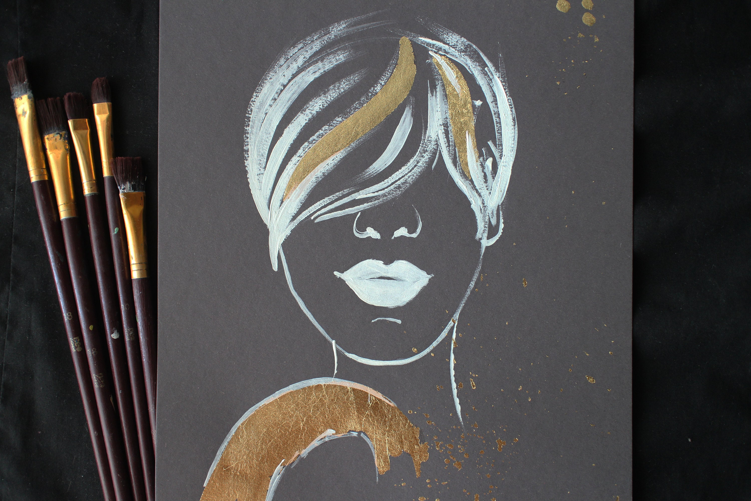 Portrait Women Painting Painting Gold Painting Framed Gold - Etsy